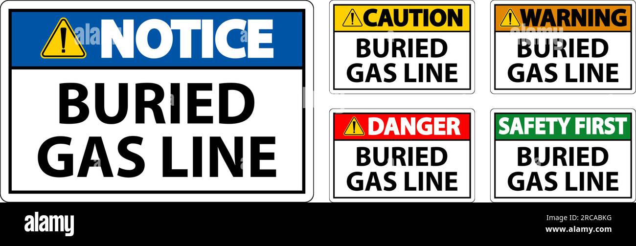 Caution Sign Buried Gas Line On White Background Stock Vector Image ...