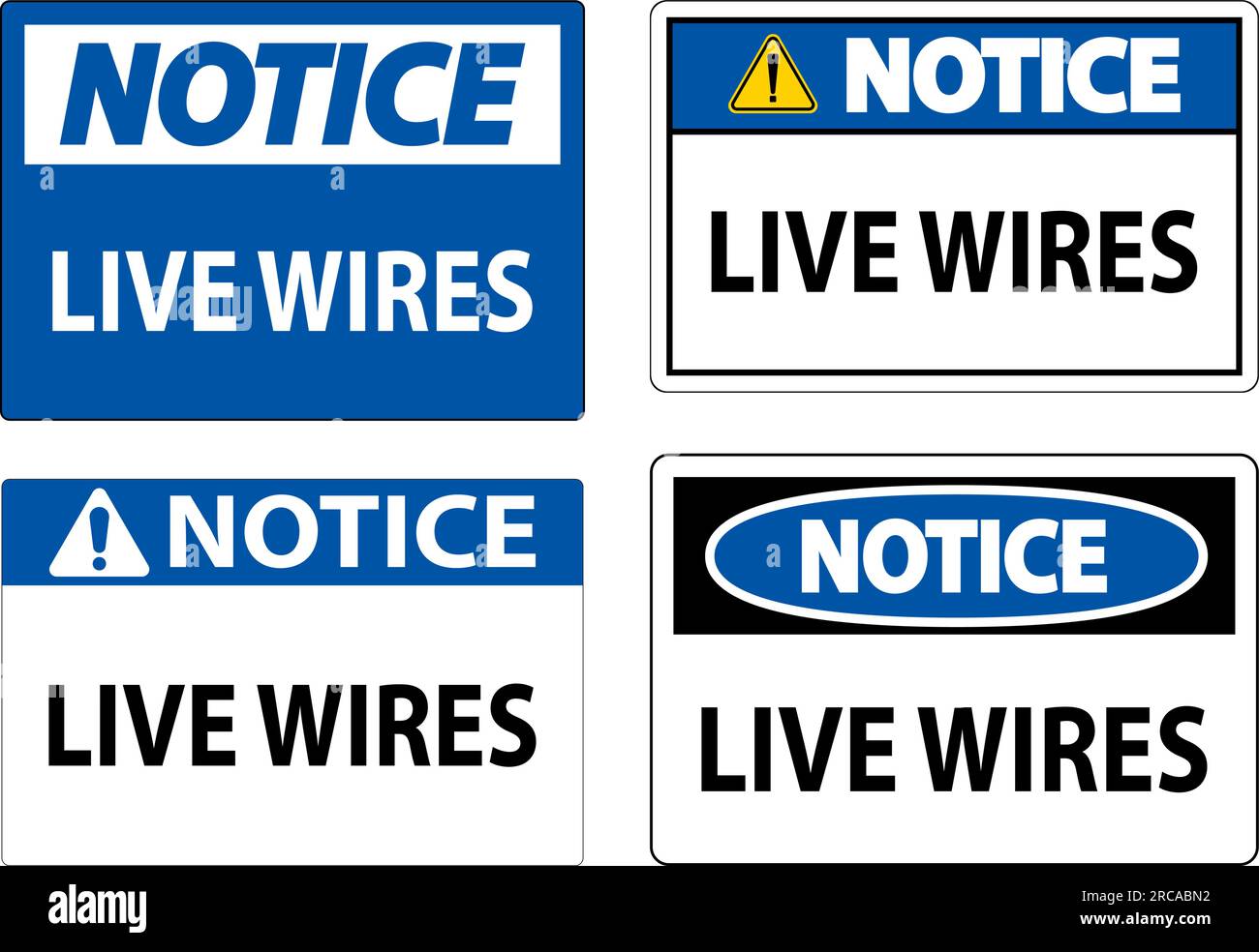 Notice Sign Live Wires On White Background Stock Vector Image & Art - Alamy