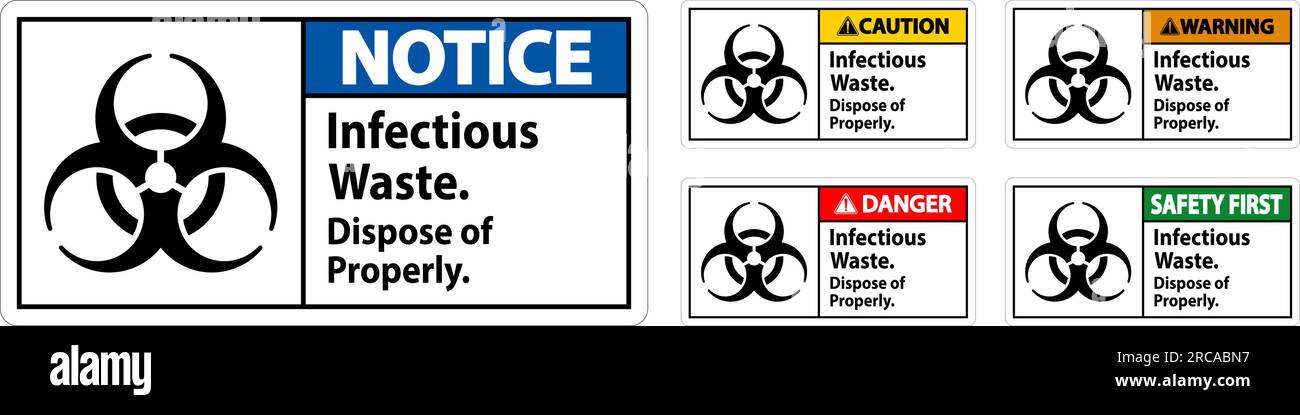 Biohazard Warning Label Infectious Waste, Dispose Of Properly Stock ...