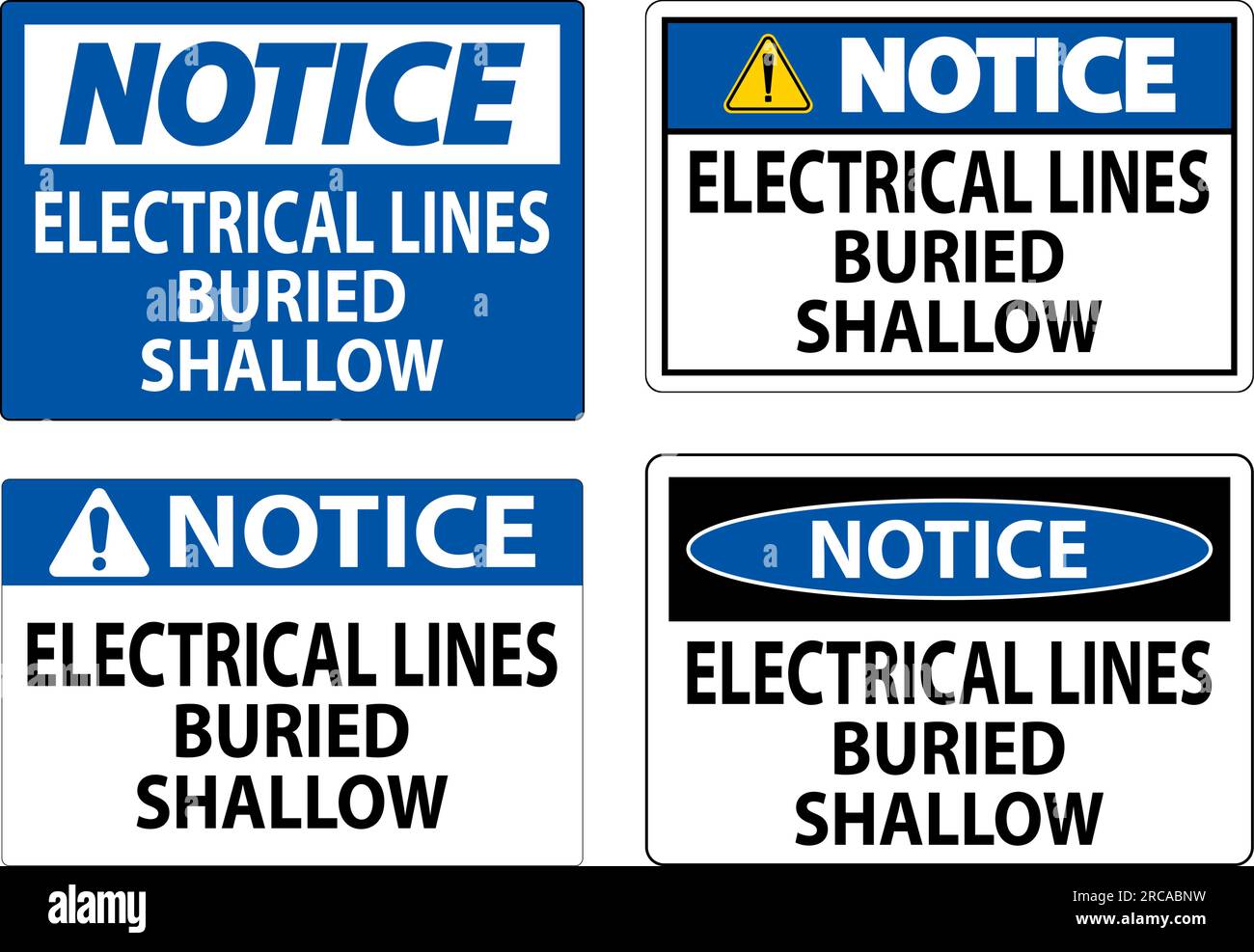 Notice Sign Electrical Lines, Buried Shallow On White Bacground Stock ...