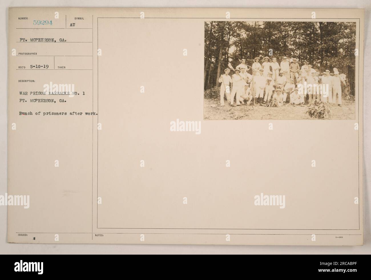 Group of prisoners at War Prison Barracks No. 1, Fort McPherson ...