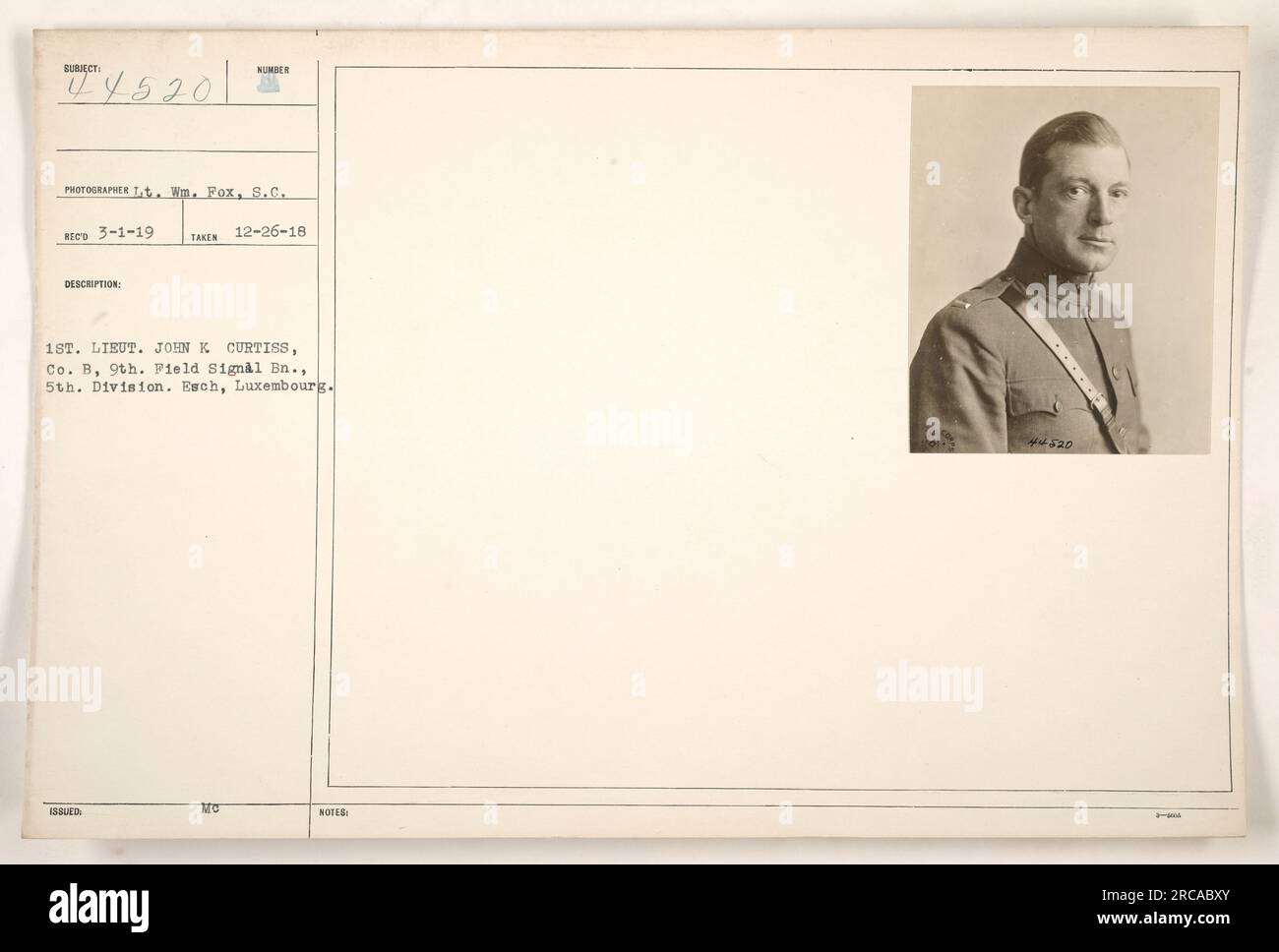 Lieutenant John K. Curtiss of the 9th Field Signal Battalion, 5th ...