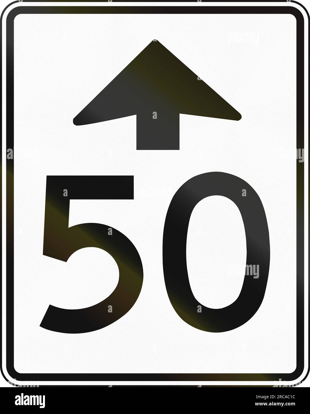 Canadian speed limit ahead sign, in kilometers per hour. This sign is ...