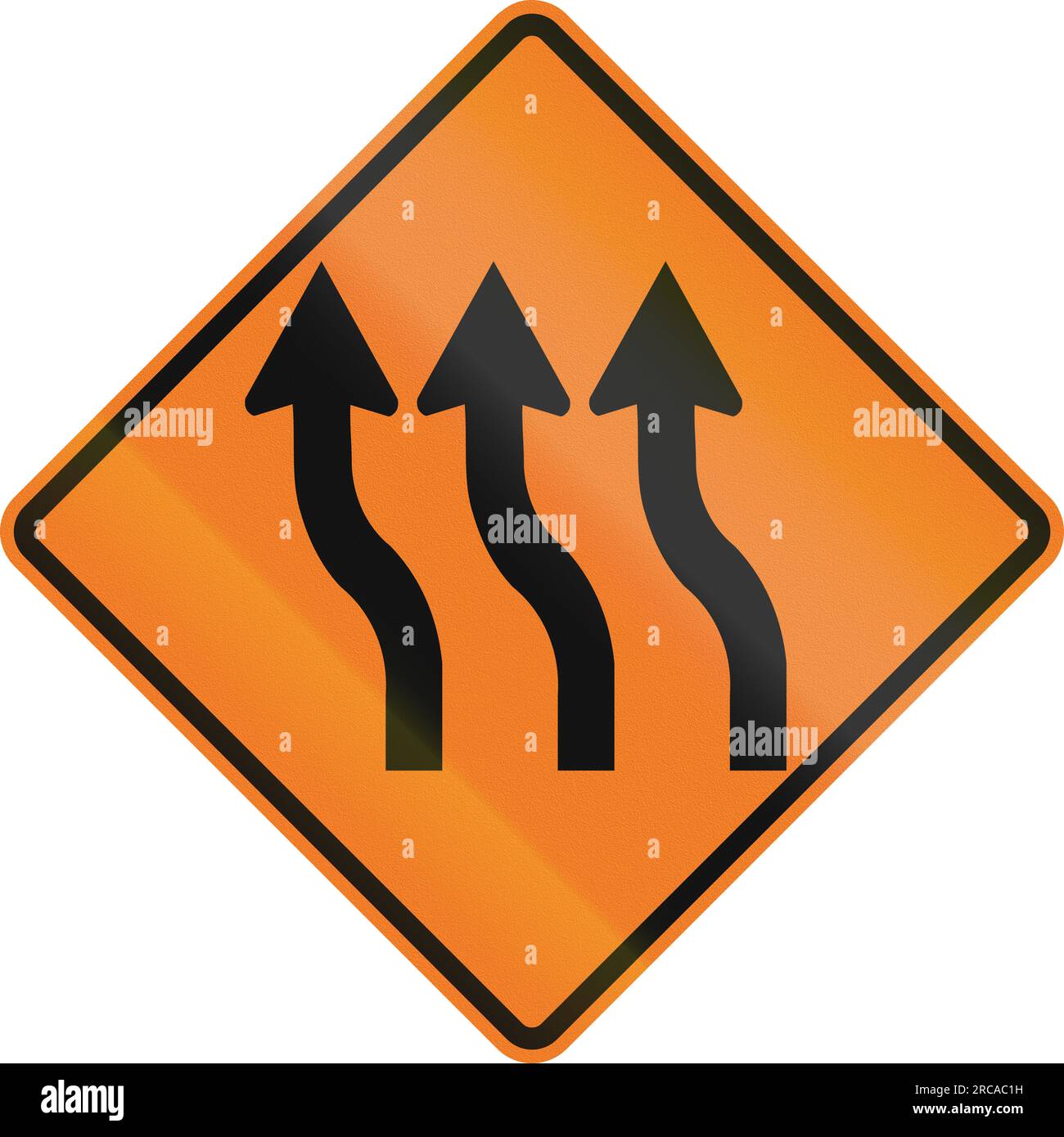 Canadian road warning sign - Three lane reverse curve. This sign is ...