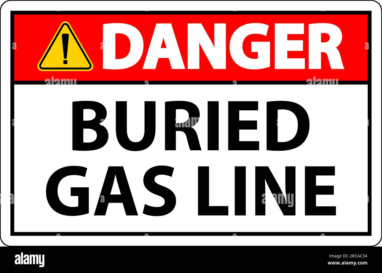 Danger Sign Buried Gas Line On White Background Stock Vector Image ...