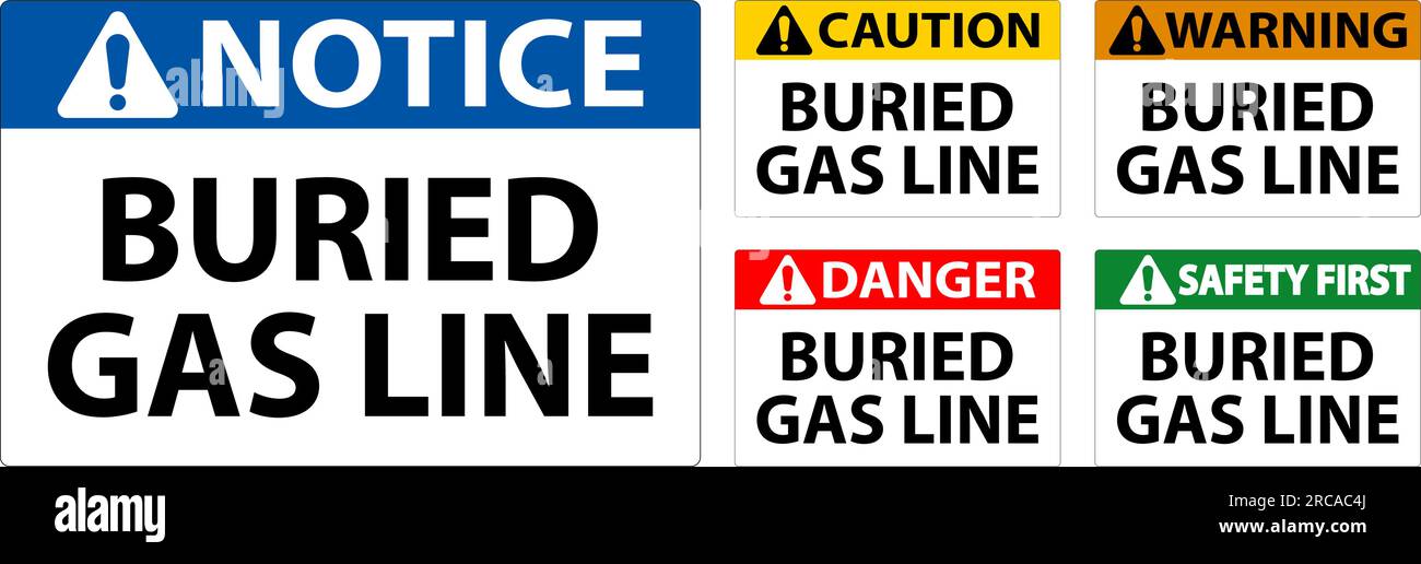 Caution Sign Buried Gas Line On White Background Stock Vector Image ...