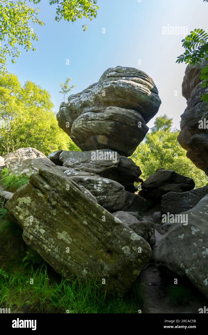 Brimham Rocks balancing act, Harrogate, North Yorkshire, England, UK ...