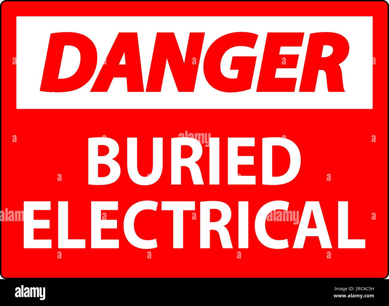 Danger Sign Buried Electrical On White Bacground Stock Vector Image ...