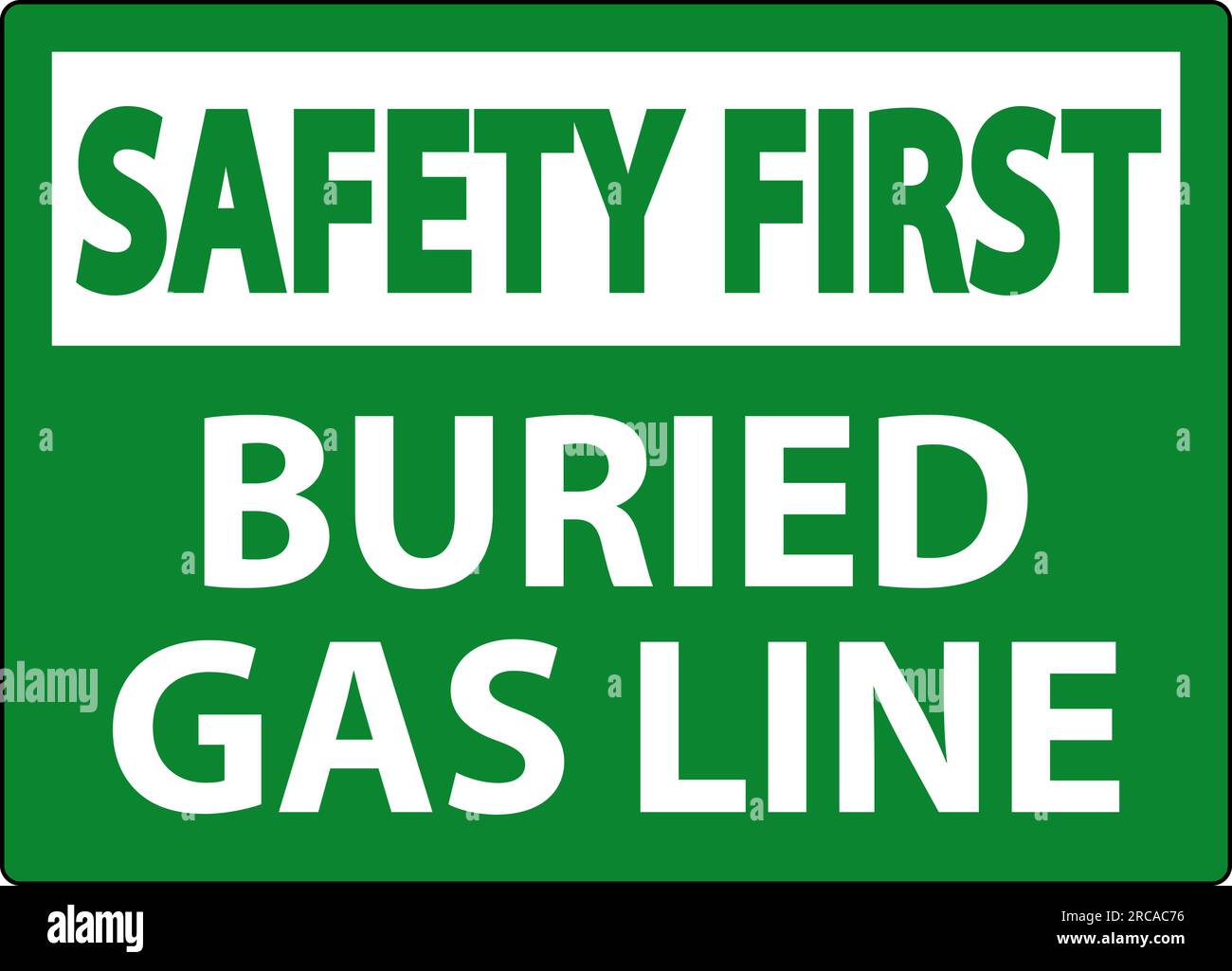 Safety First Sign Buried Gas Line On White Background Stock Vector ...