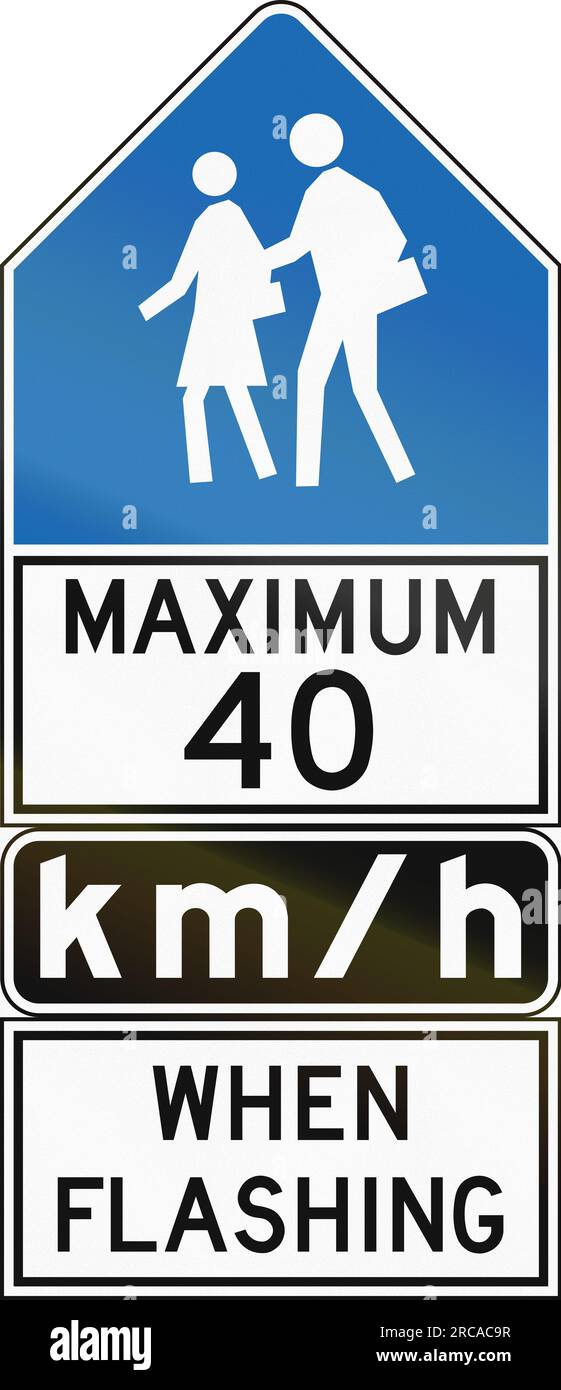 Canadian regulatory road sign - Maximum 40 kmh when flashing, old ...