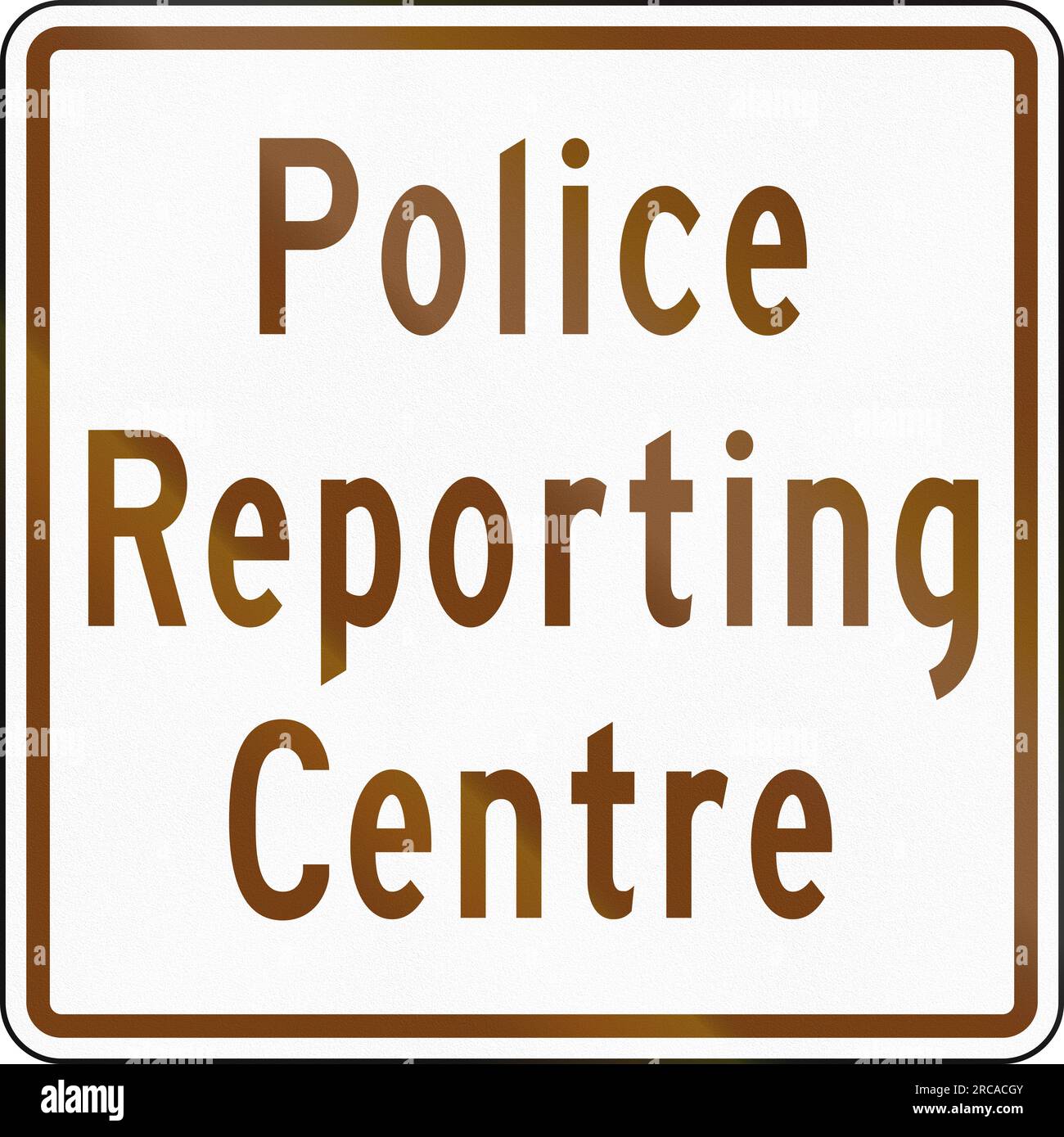 Guide road sign in Ontario, Canada - Police reporting centre Stock ...