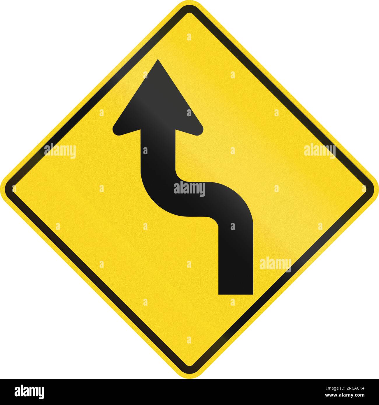 Canadian road warning sign - Reverse curve first to left. This sign is ...