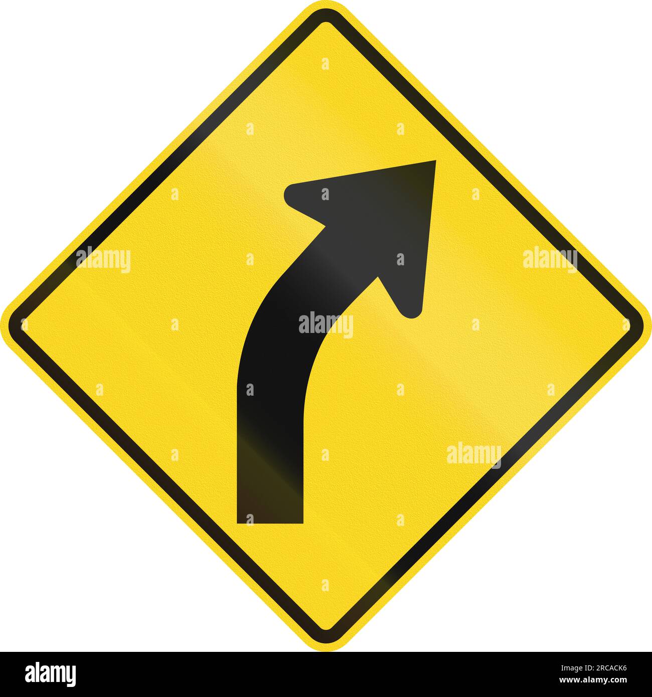 Canadian road warning sign - Right curve ahead. This sign is used in Ontario Stock Photo - Alamy