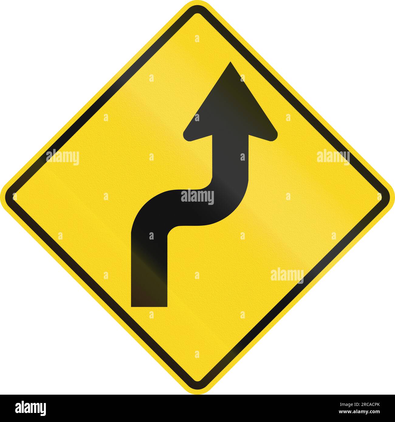 Canadian road warning sign - Reverse curve first to right. This sign is ...