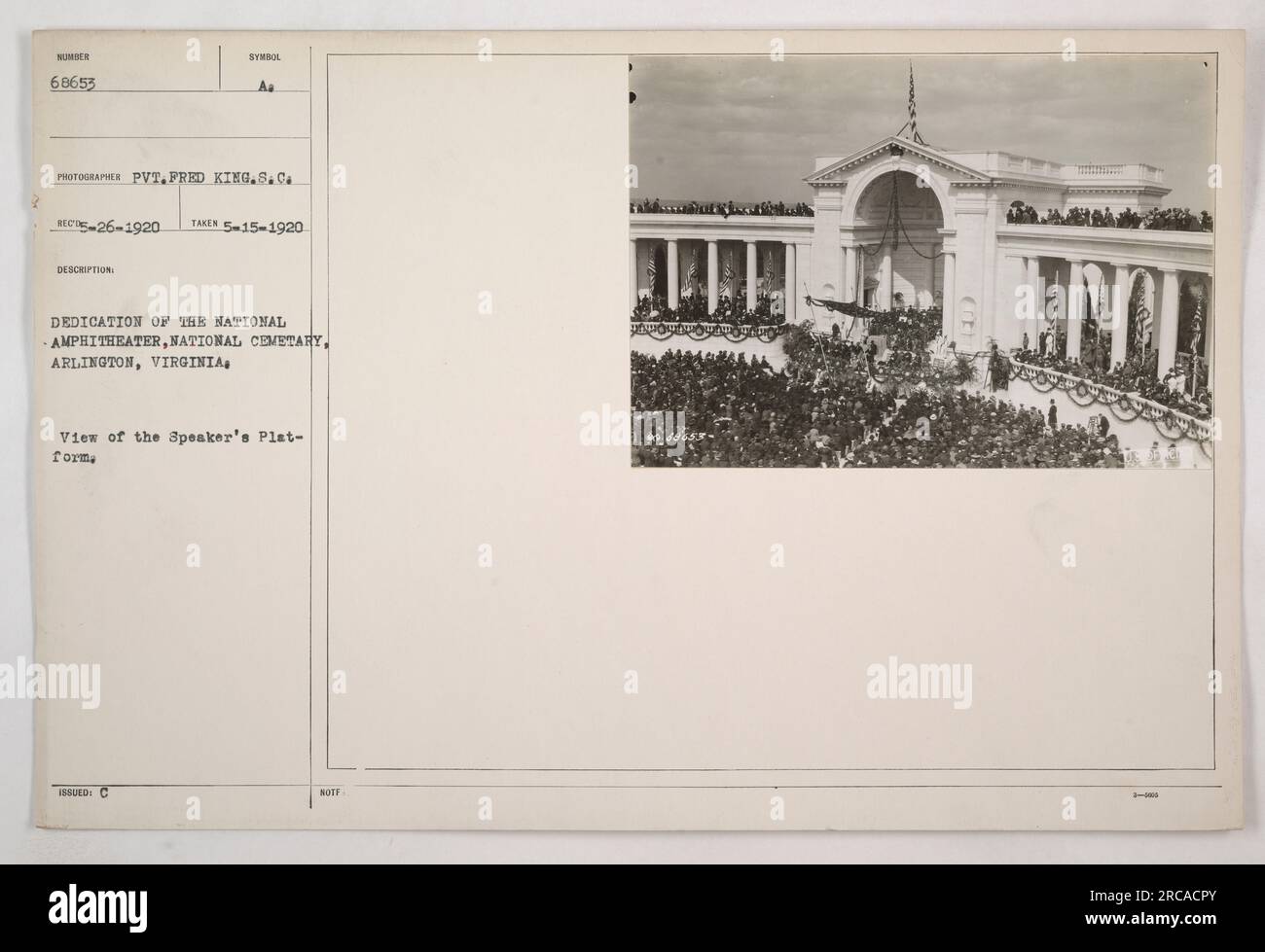 View of the speaker's platform during the dedication of the National ...
