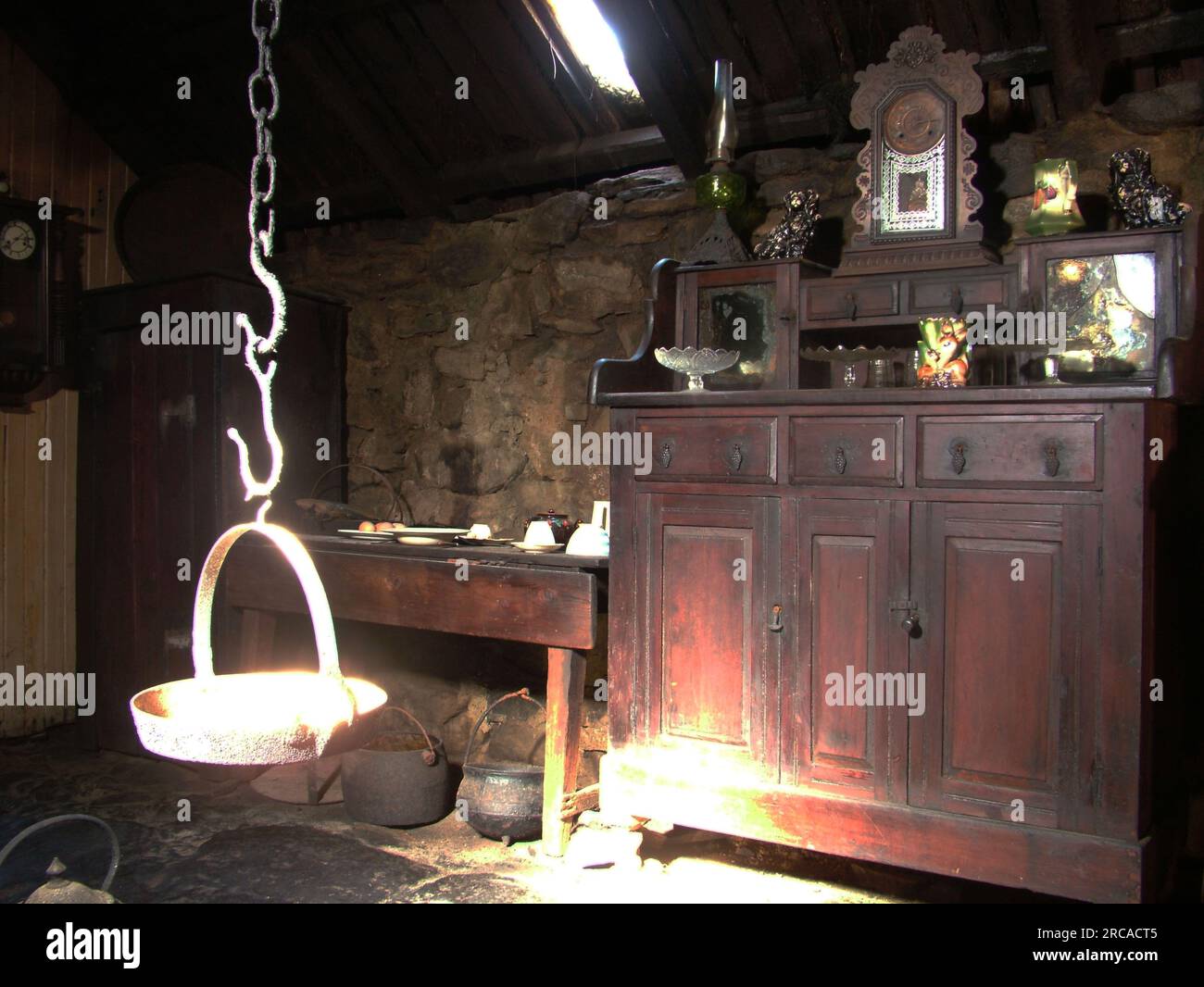 The Blackhouse, Arnol, Bragar, Isle of Lewis,roofs thatched with cereal straw over turf and ...