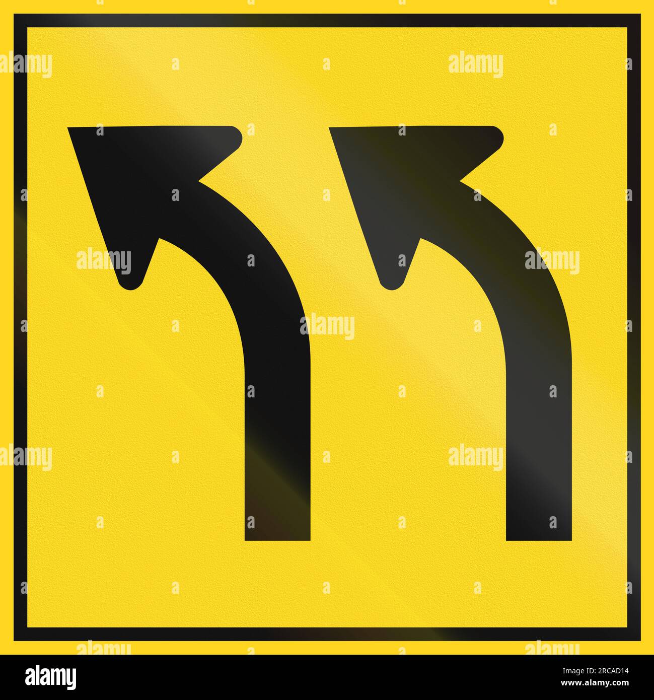 Lane overview sign in Canada - two left turn lanes. This sign is used ...