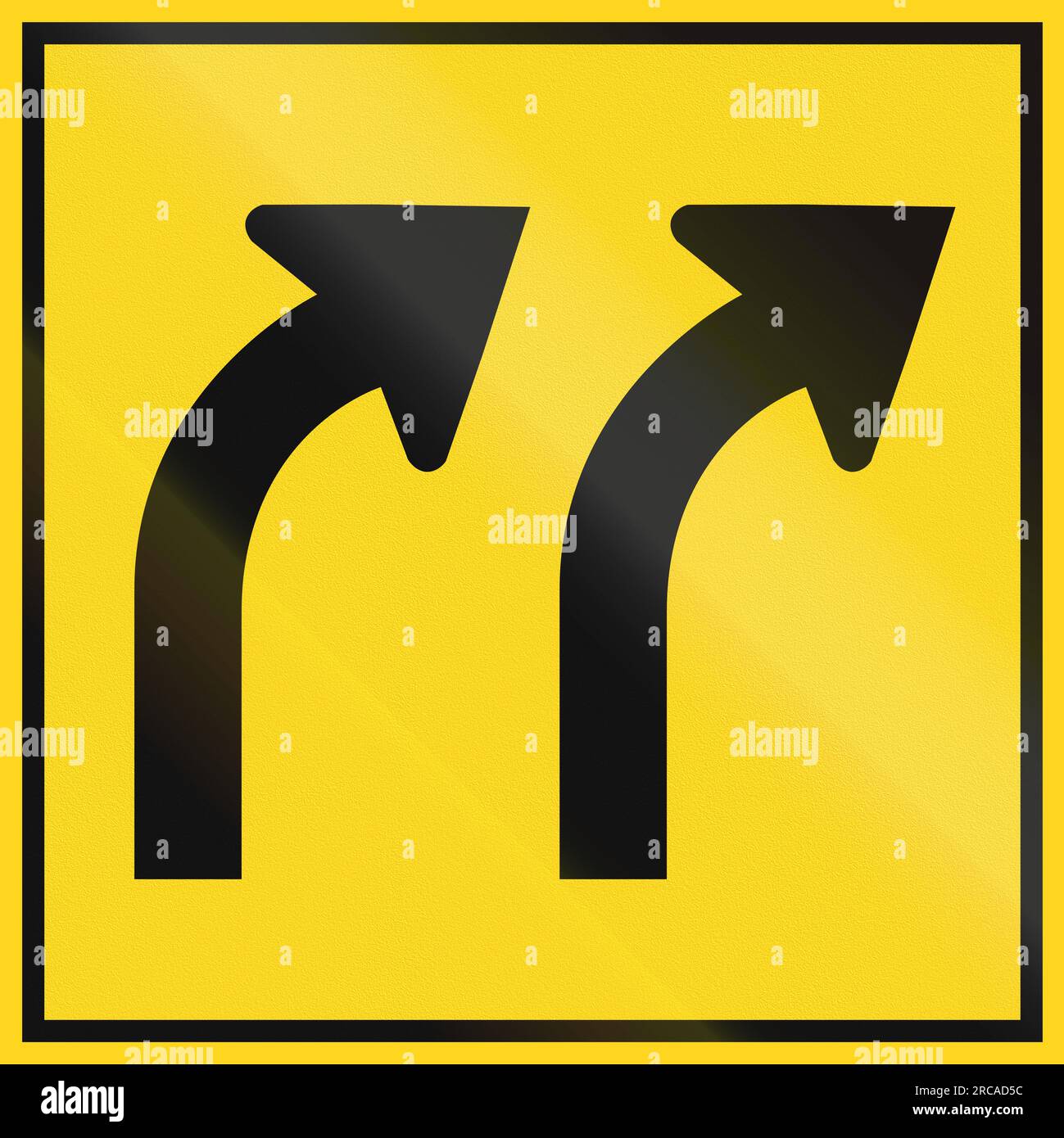 Lane overview sign in Canada - two right turn lanes. This sign is used ...