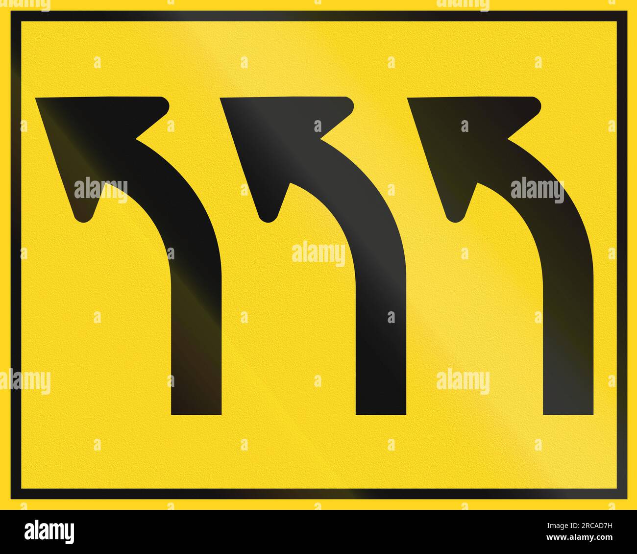 Lane overview sign in Canada - three left turn lanes. This sign is used ...