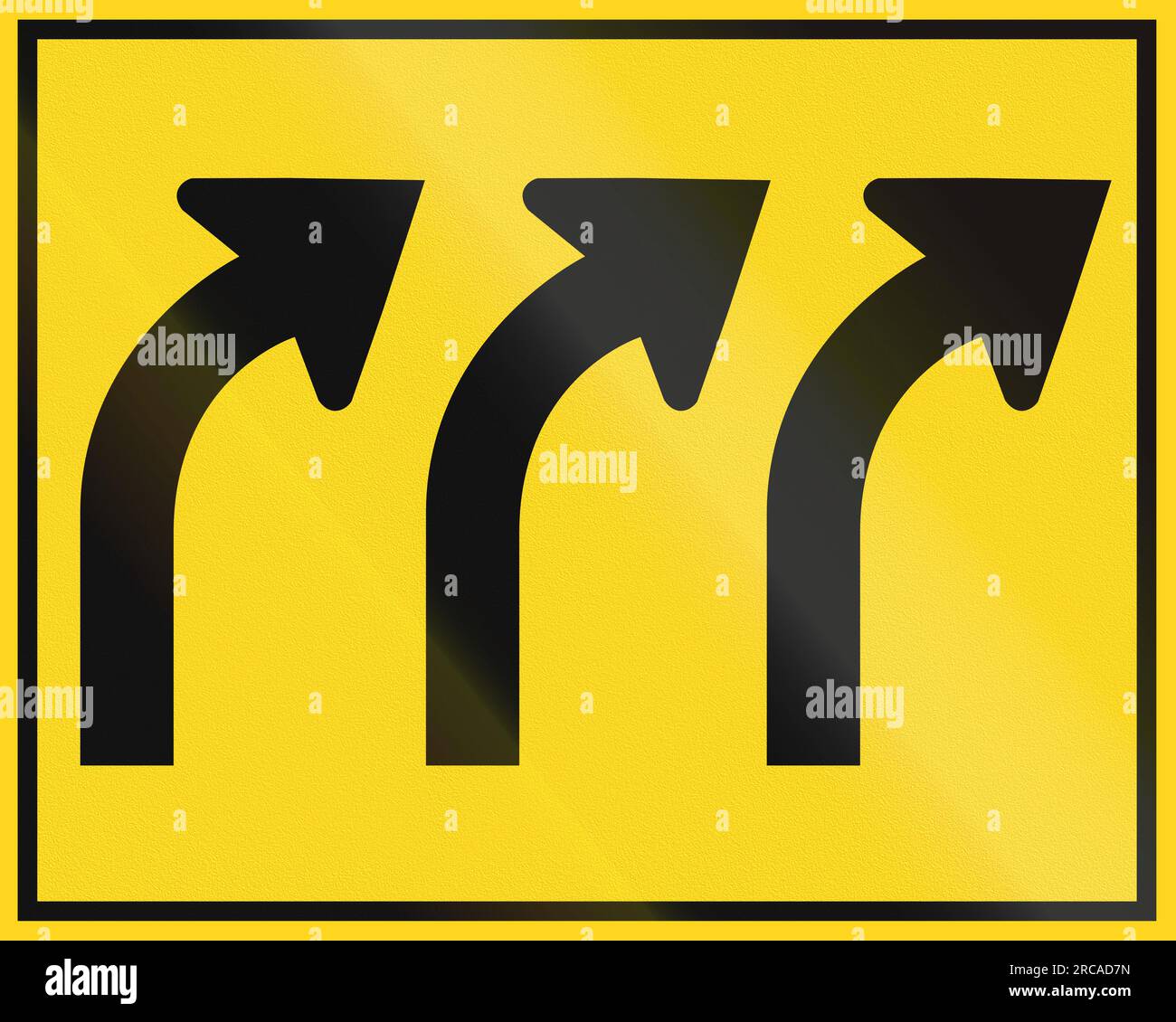 Lane overview sign in Canada - three right turn lanes. This sign is ...