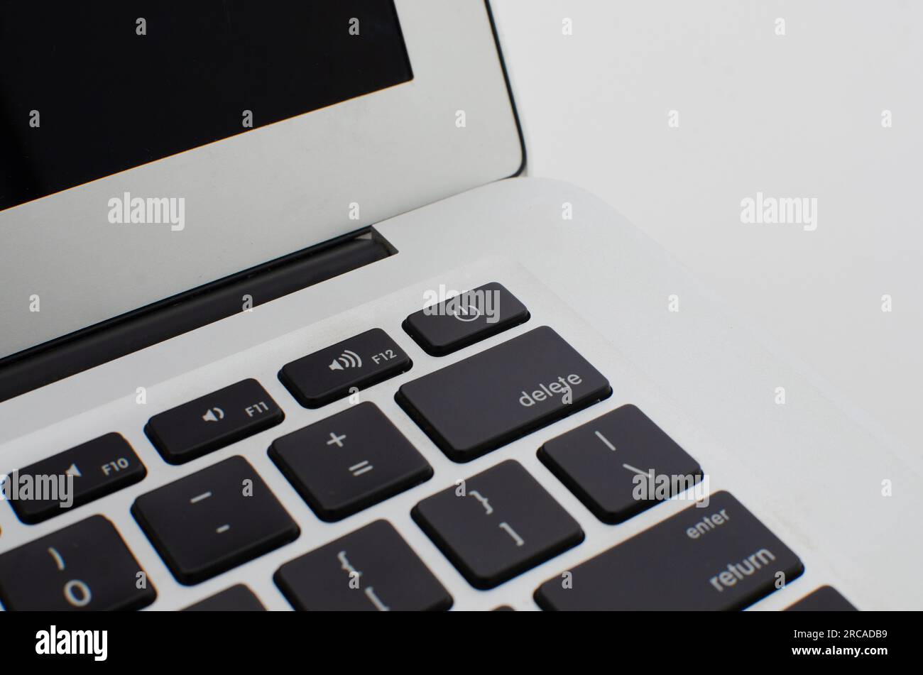 Stunning details of laptop keys and keyboard in a zoom that reveals its ...