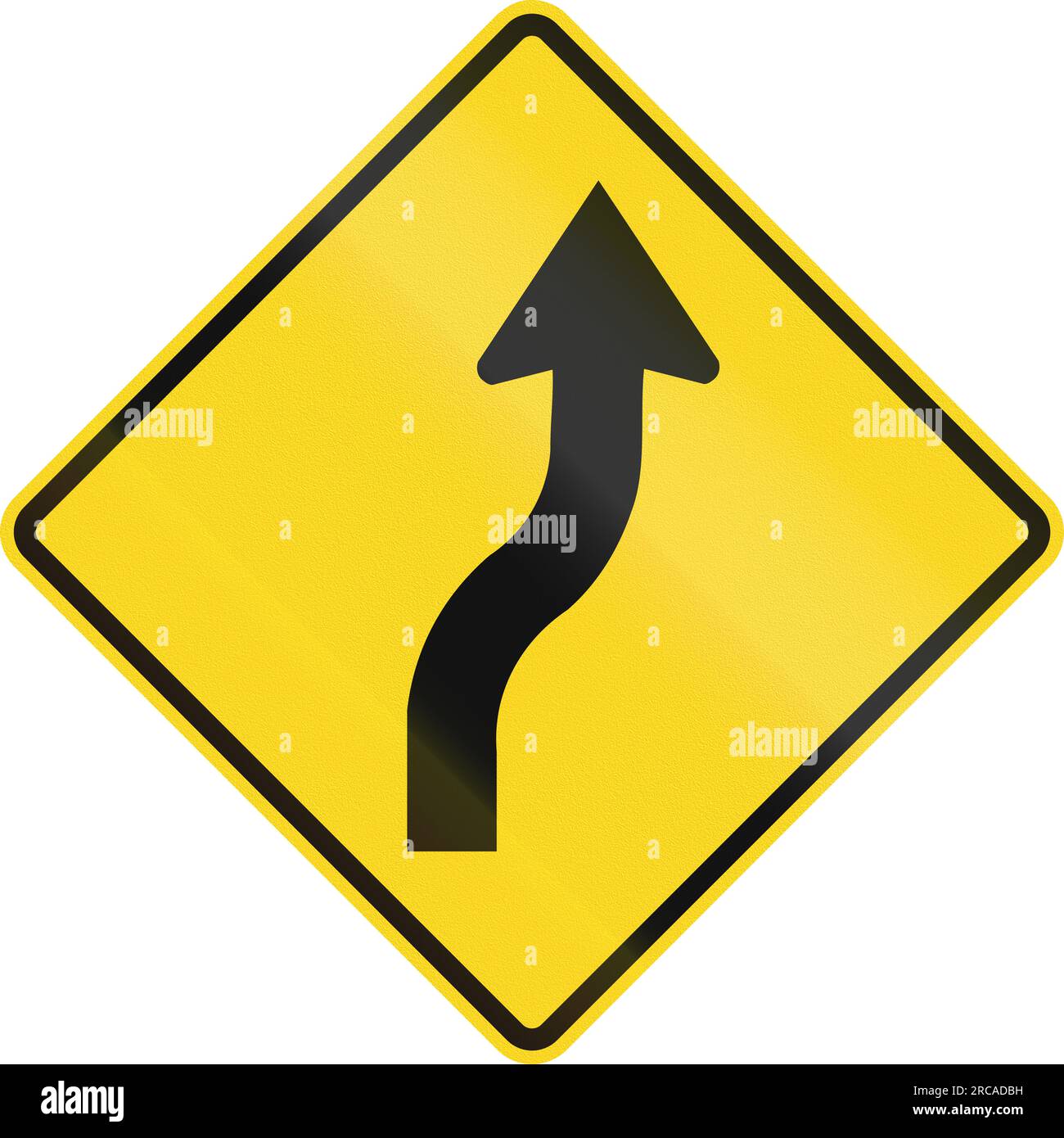Canadian road warning sign - Reverse curve first to right. This sign is ...