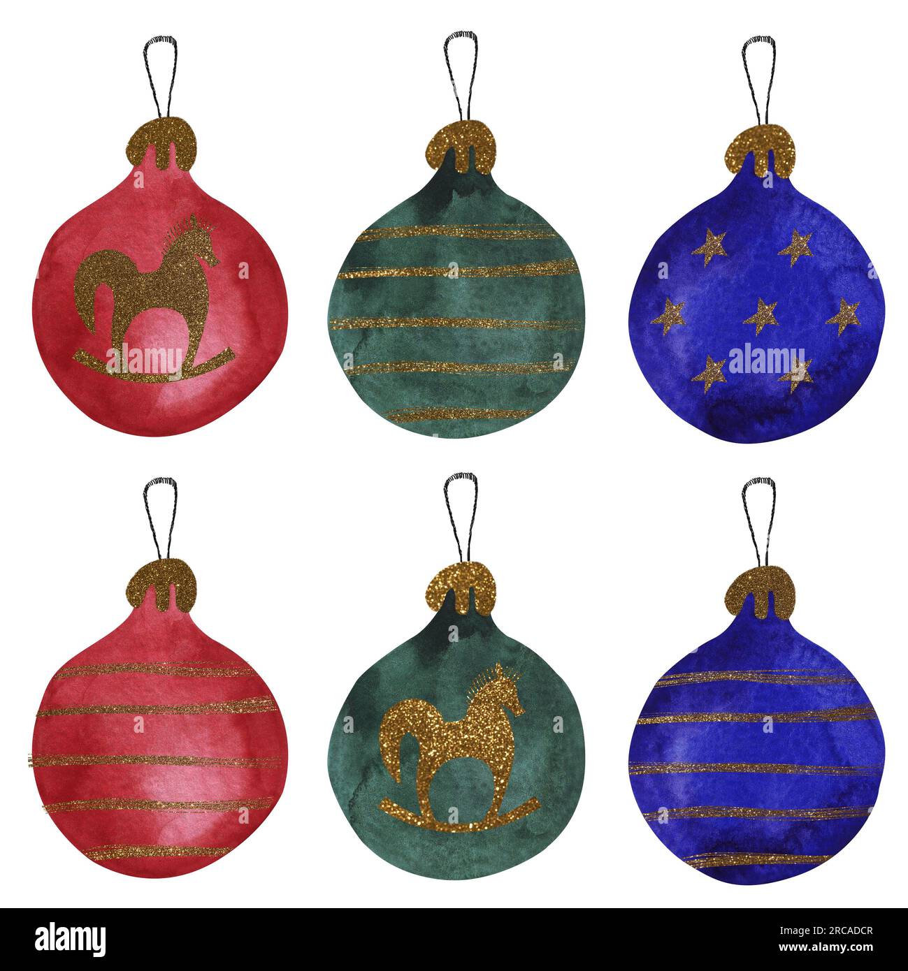 Set of watercolor christmas balls. A Christmas gift. Isolated ...