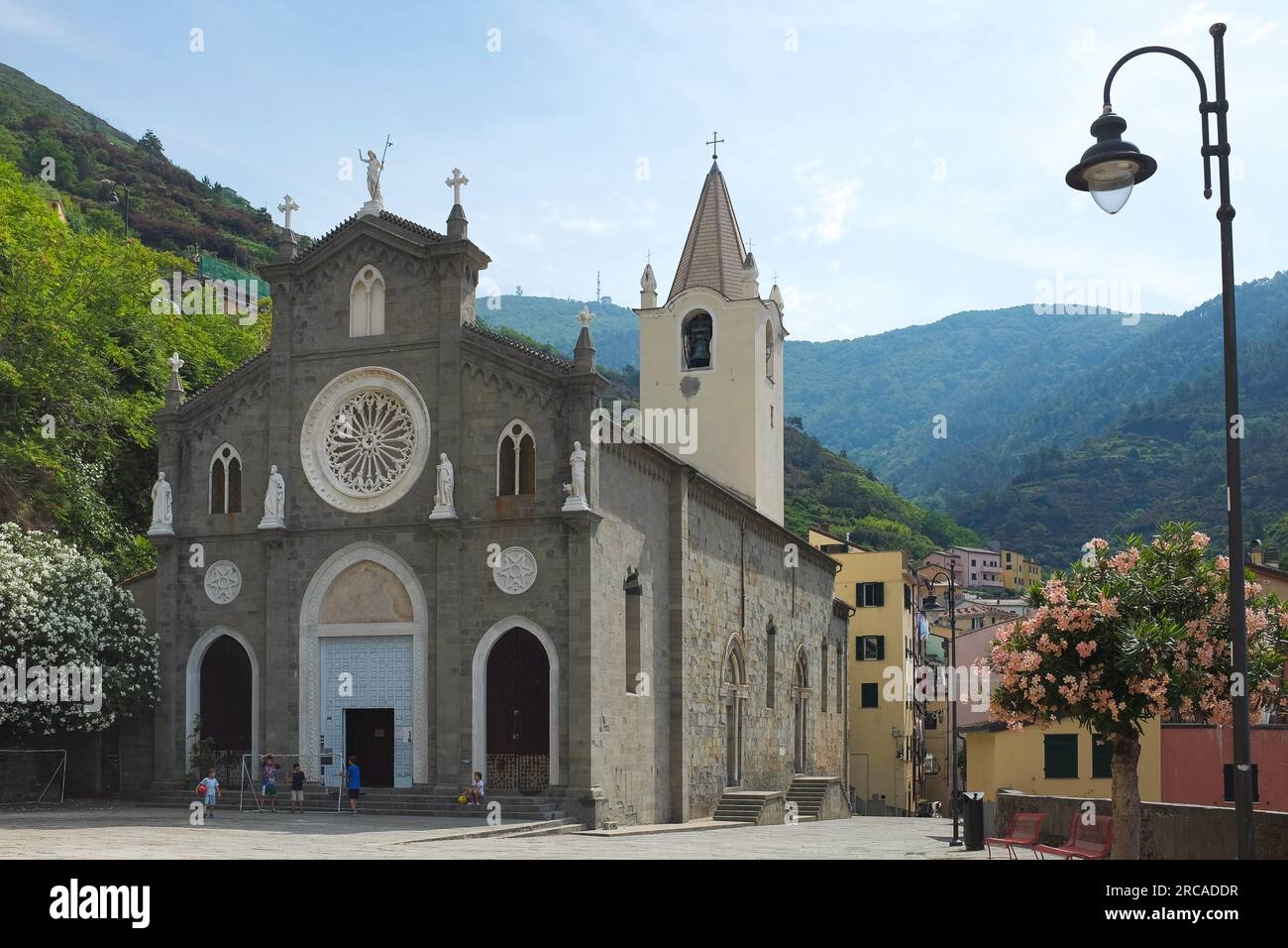 Cinque Terre, Italy - exterior of Church of San Giovanni Battista in ...