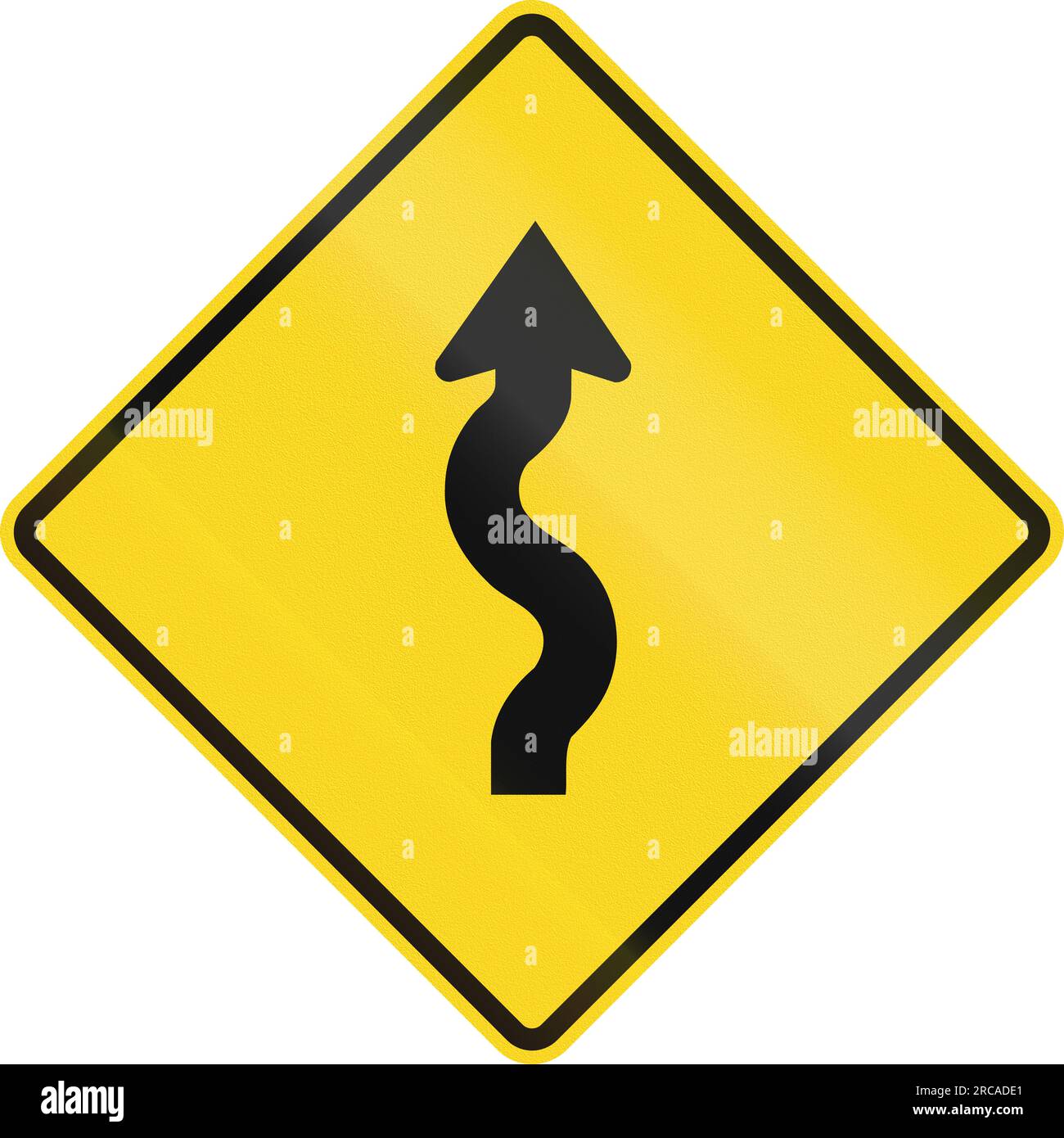 Warning road sign in Canada - Series of curves first to right ahead ...