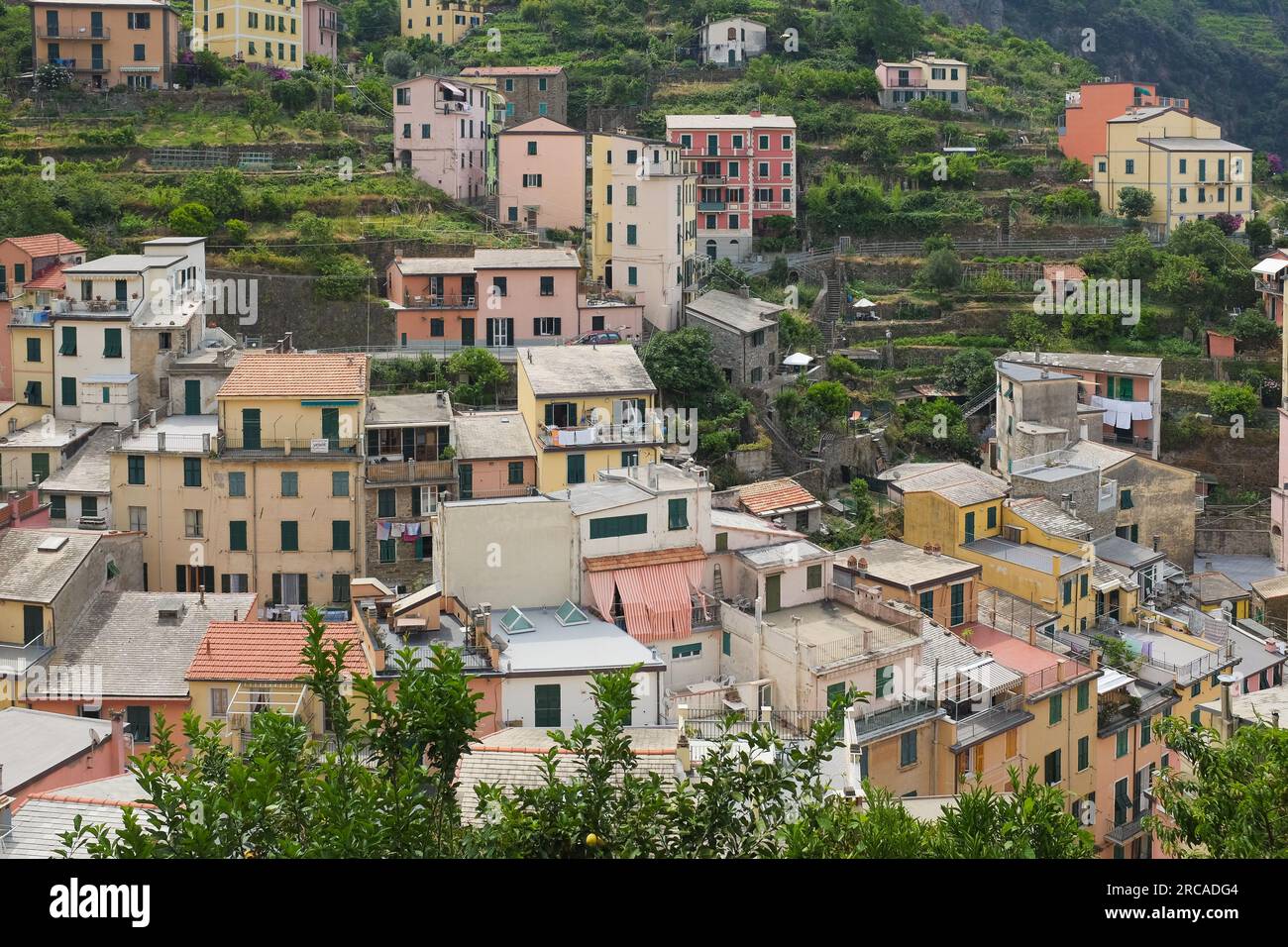 Cinque Terre, Italy - balconies and roofs of colorful houses in ...