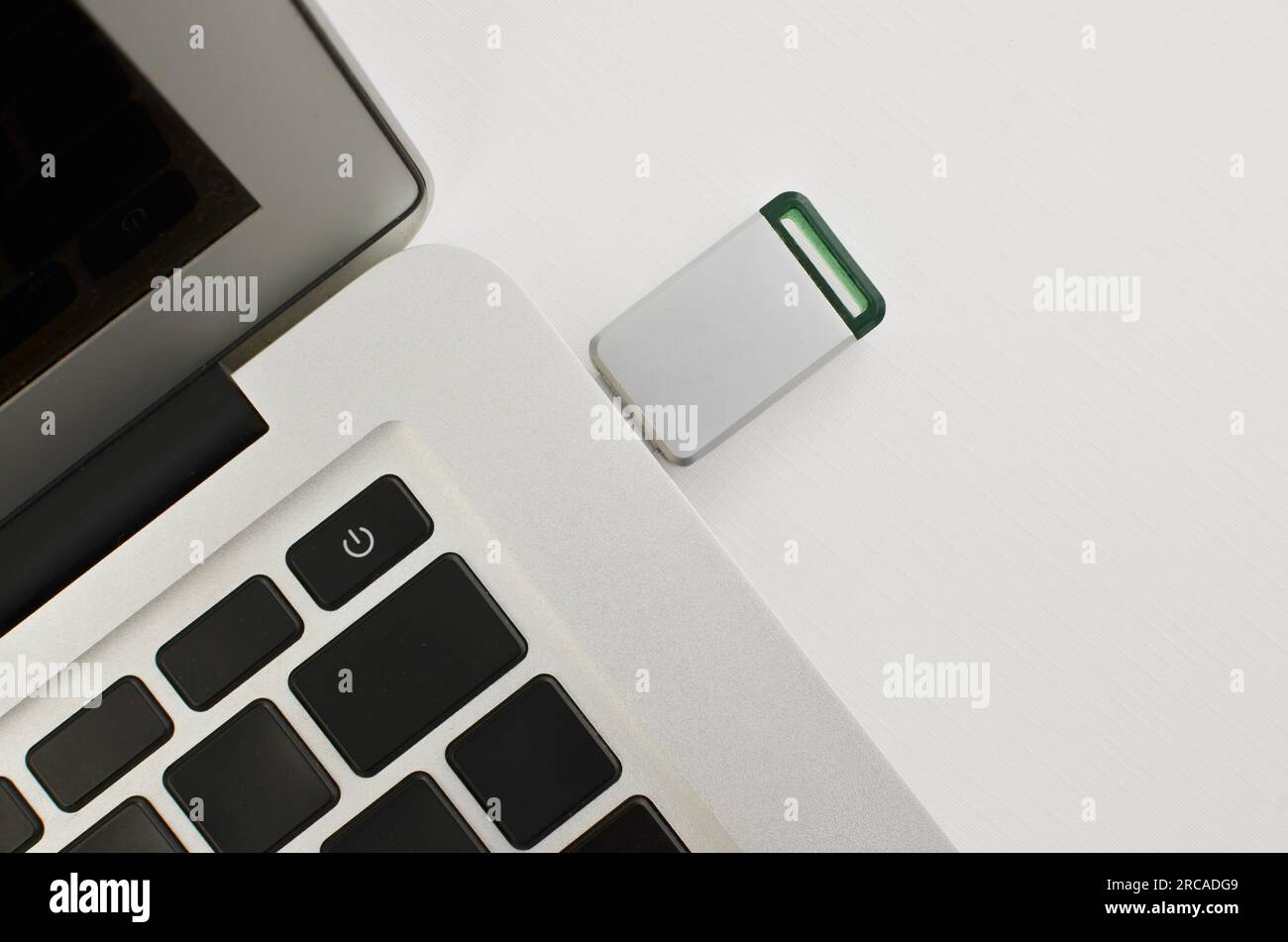 Closeup of the pendrive inserted in the laptop, representing the ...