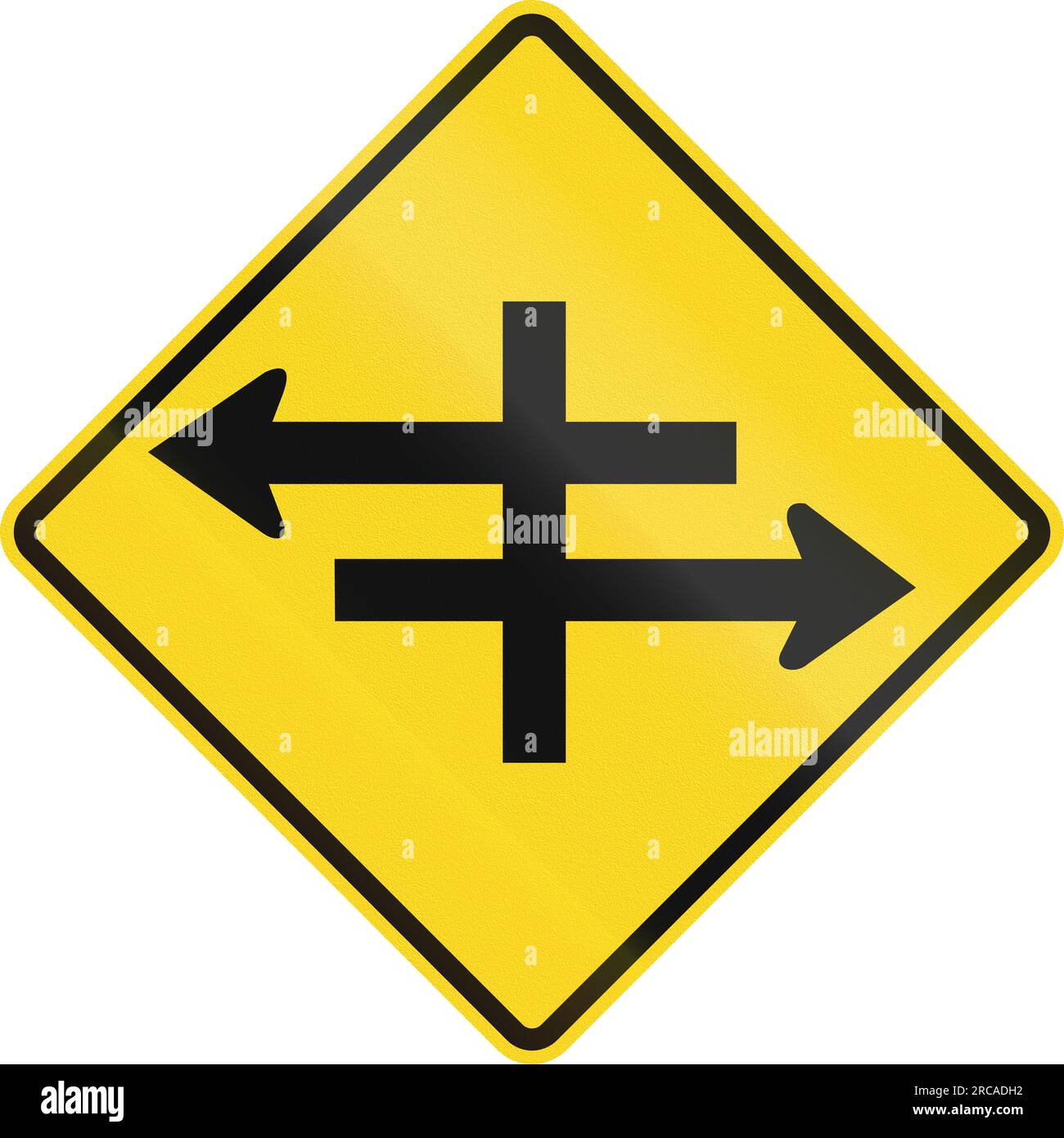 An Canadian warning traffic sign - Intersection at dual carriageway ...