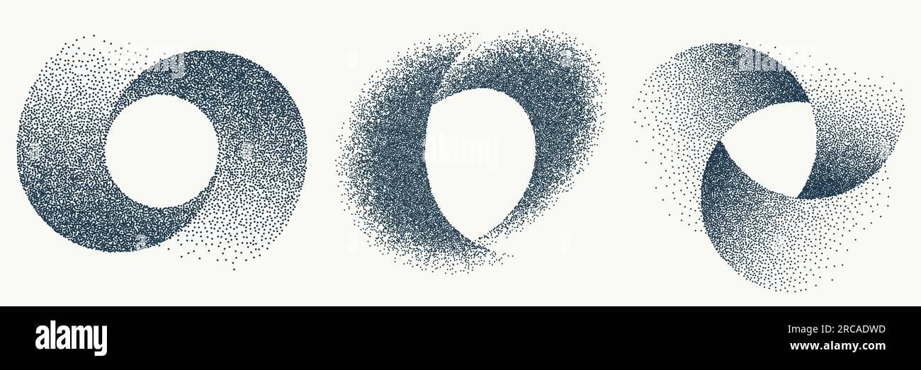Gritty vector geometric shapes set. Abstract noisy grit infinite swirl ...
