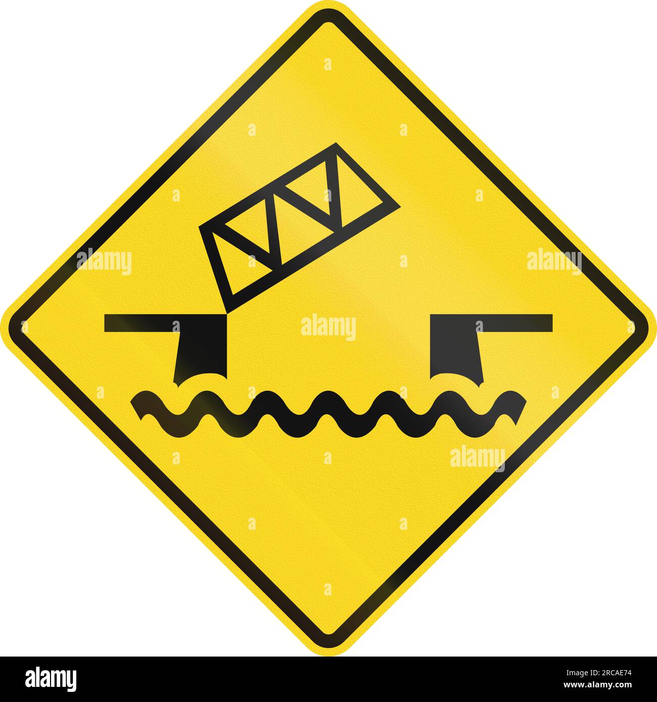 Warning road sign in Canada - Movable bridge. This sign is used in ...