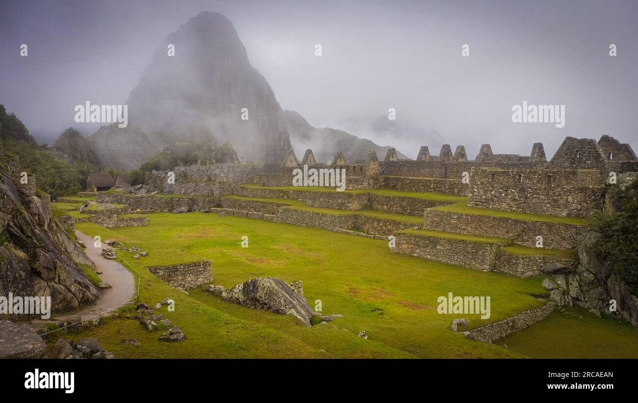 Machu Picchu with Fog | Cusco Department, Peru Stock Photo - Alamy