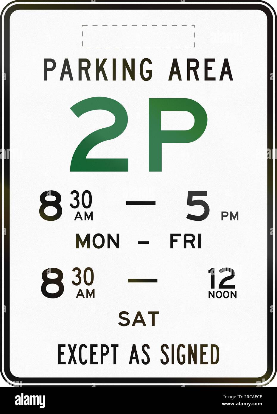 Australian road sign: Parking with time restriction - 2 Hours, with ...