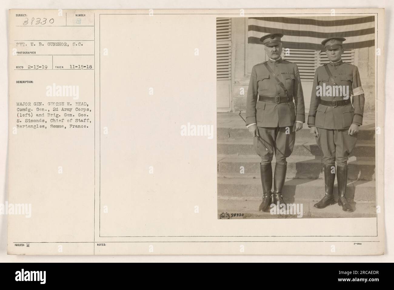 Major General Grover H. Peard, Commanding General of the 2nd Army Corps ...