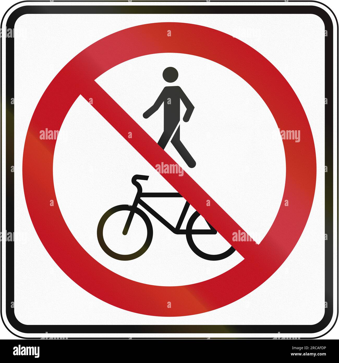 Road sign in Canada - No pedestrians or cyclists. This sign is used in ...