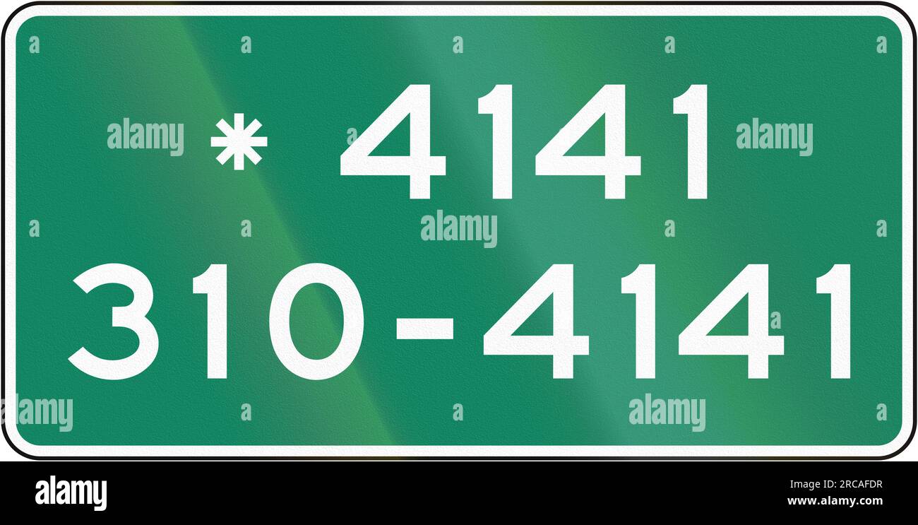 Guide and information road sign in Quebec, Canada - Emergency number ...