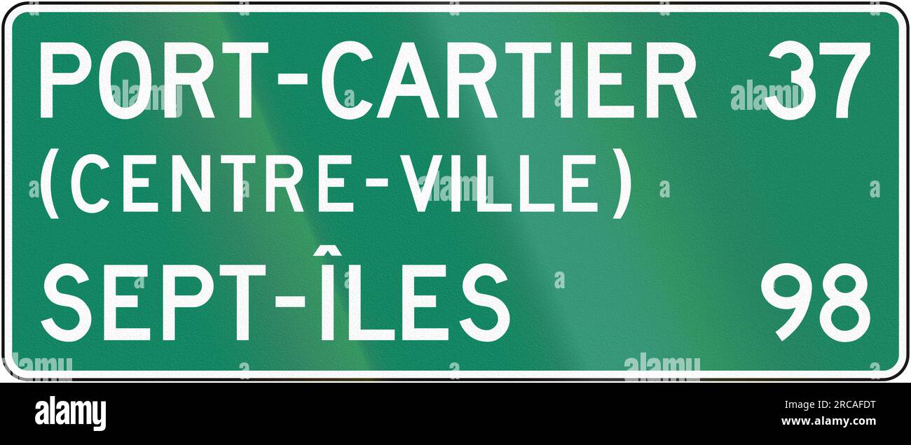 Guide sign in Quebec, Canada - Distances. Centre-ville means city ...