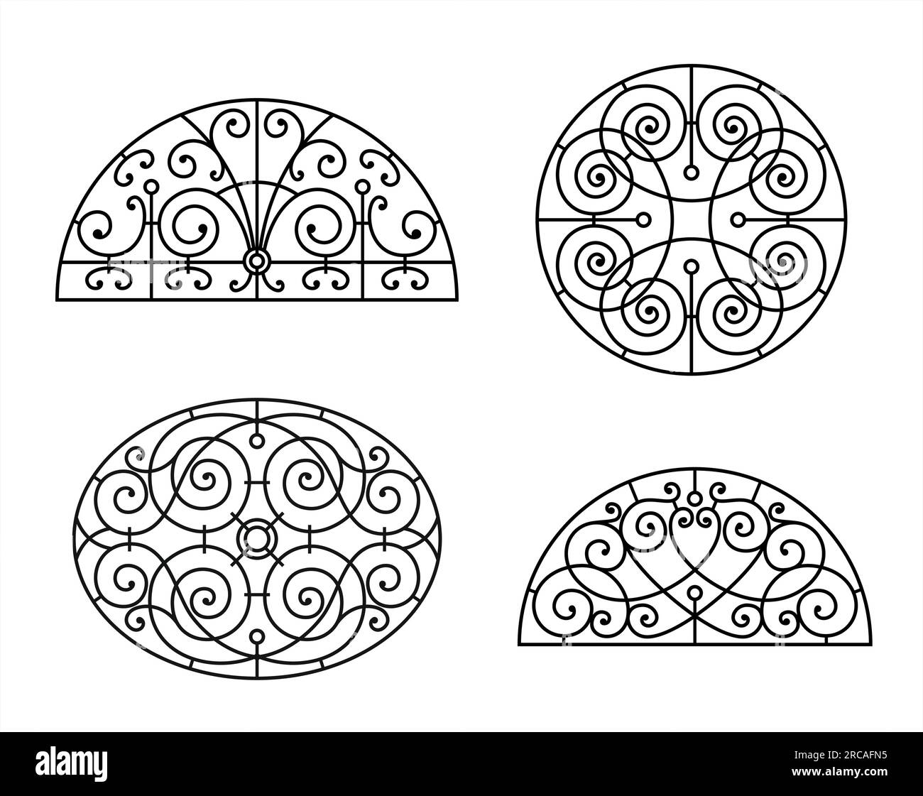 Set Of Forged Lattices Classical Stained Glass Windows In Vector