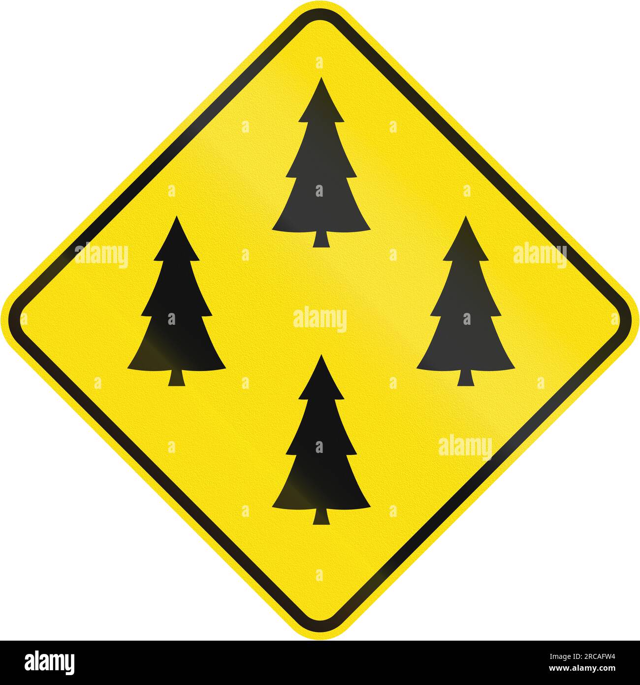 Warning road sign in Quebec, Canada - Forest plantation Stock Photo - Alamy