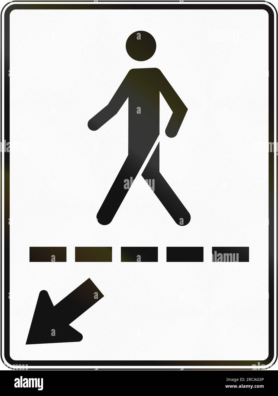 Regulatory road sign in Quebec, Canada - Pedestrian walkway to the left ...