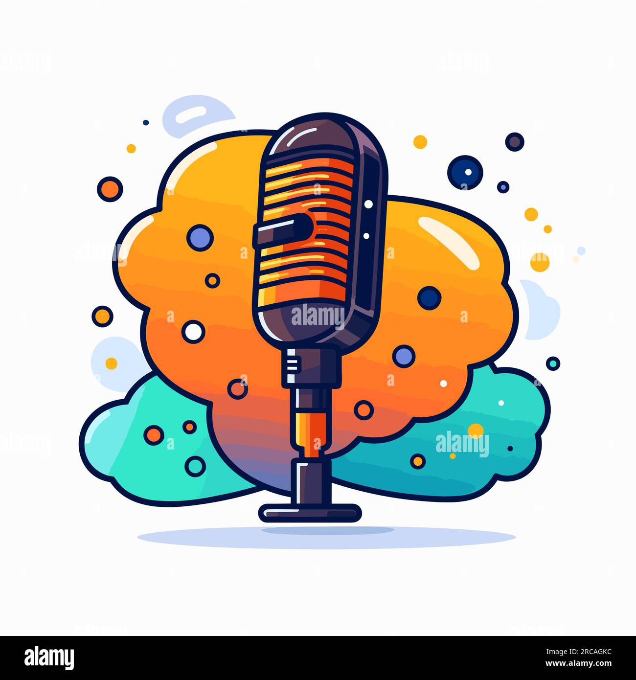 Microphone. Microphone hand-drawn comic illustration. Vector doodle ...