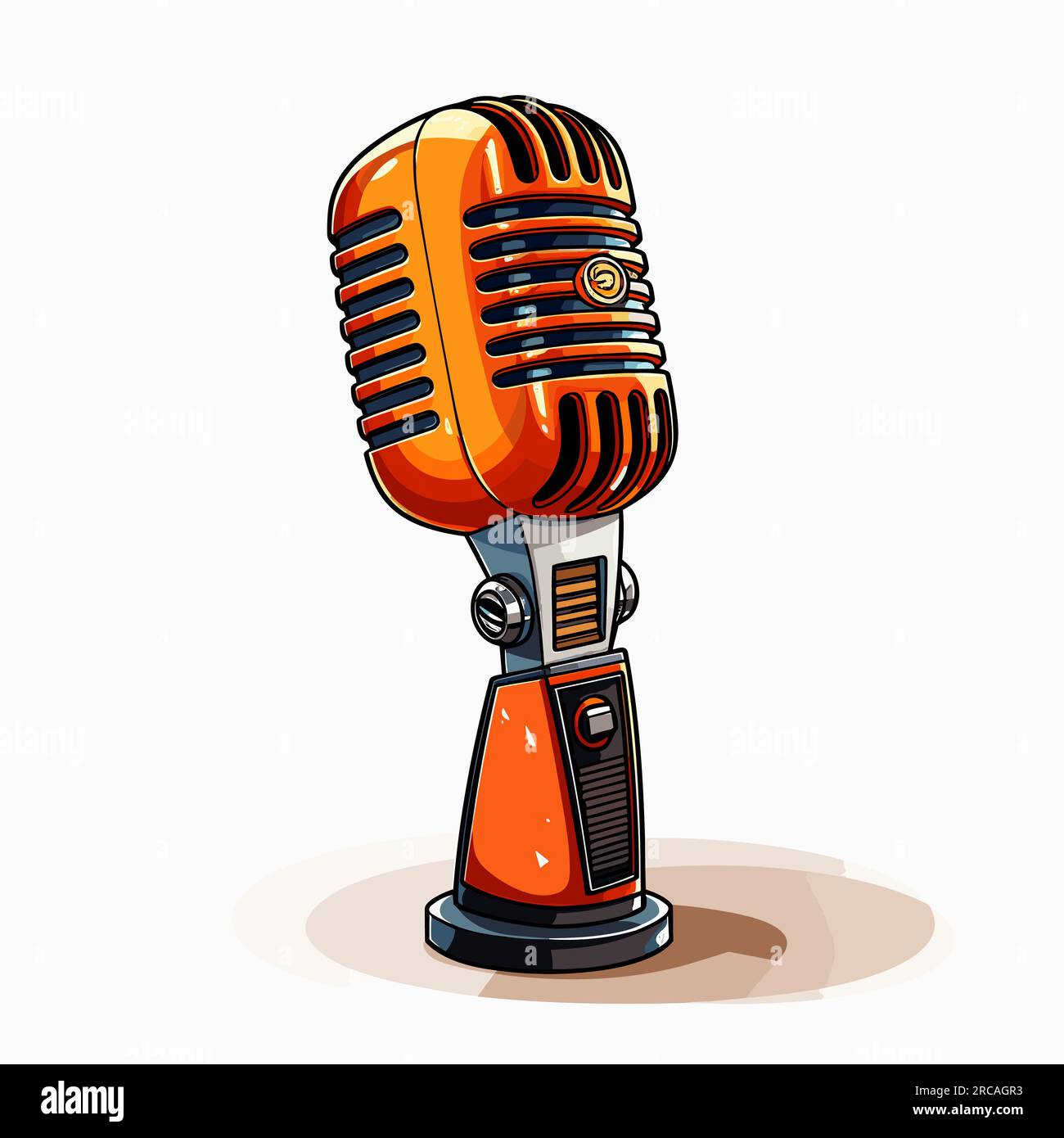 Microphone. Microphone hand-drawn comic illustration. Vector doodle ...
