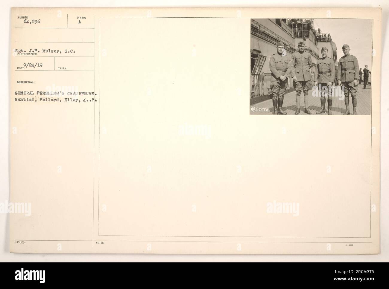 Photo of General Pershing's chauffeurs: Santimi, Pollard, Eller, and ...
