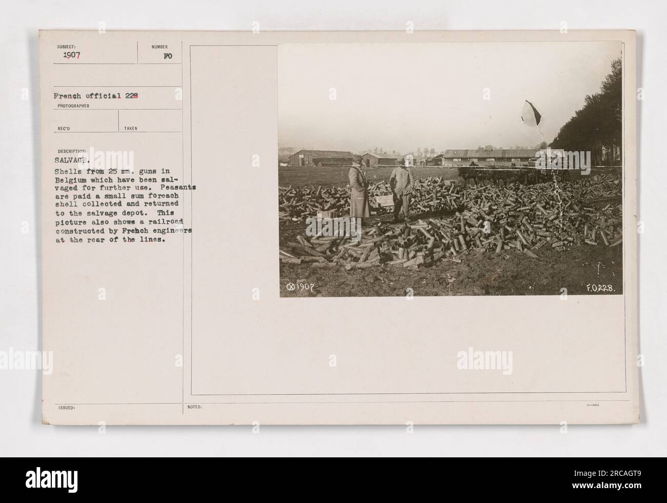 Empty shells of 25mm guns collected and salvaged in Belgium during ...