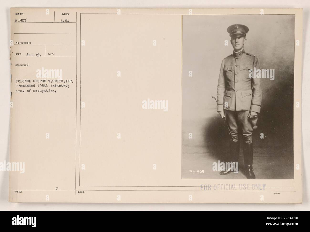 Colonel George T. Smith, Infantry commanded the 128th Infantry during ...