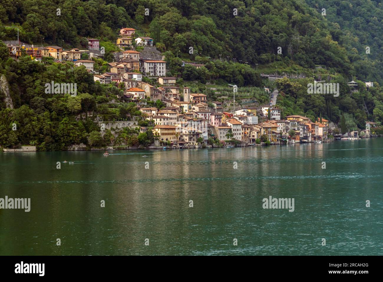 View of Gandria, Switzerland, a village overlooking Lake Lugano Stock ...