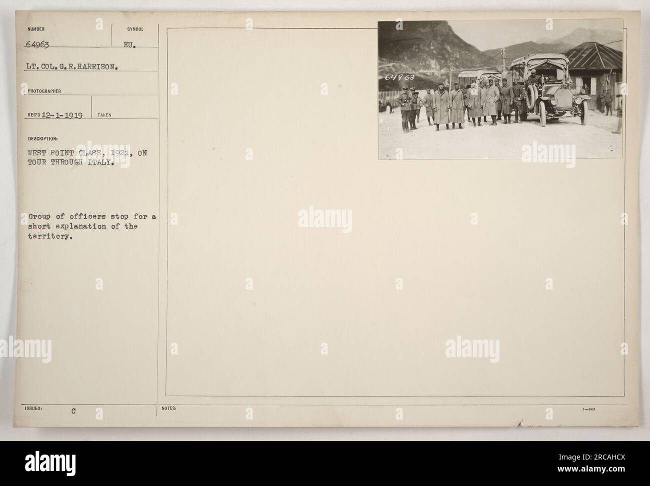 West Point Class of 1921 on tour through Italy during World War One. Lt ...